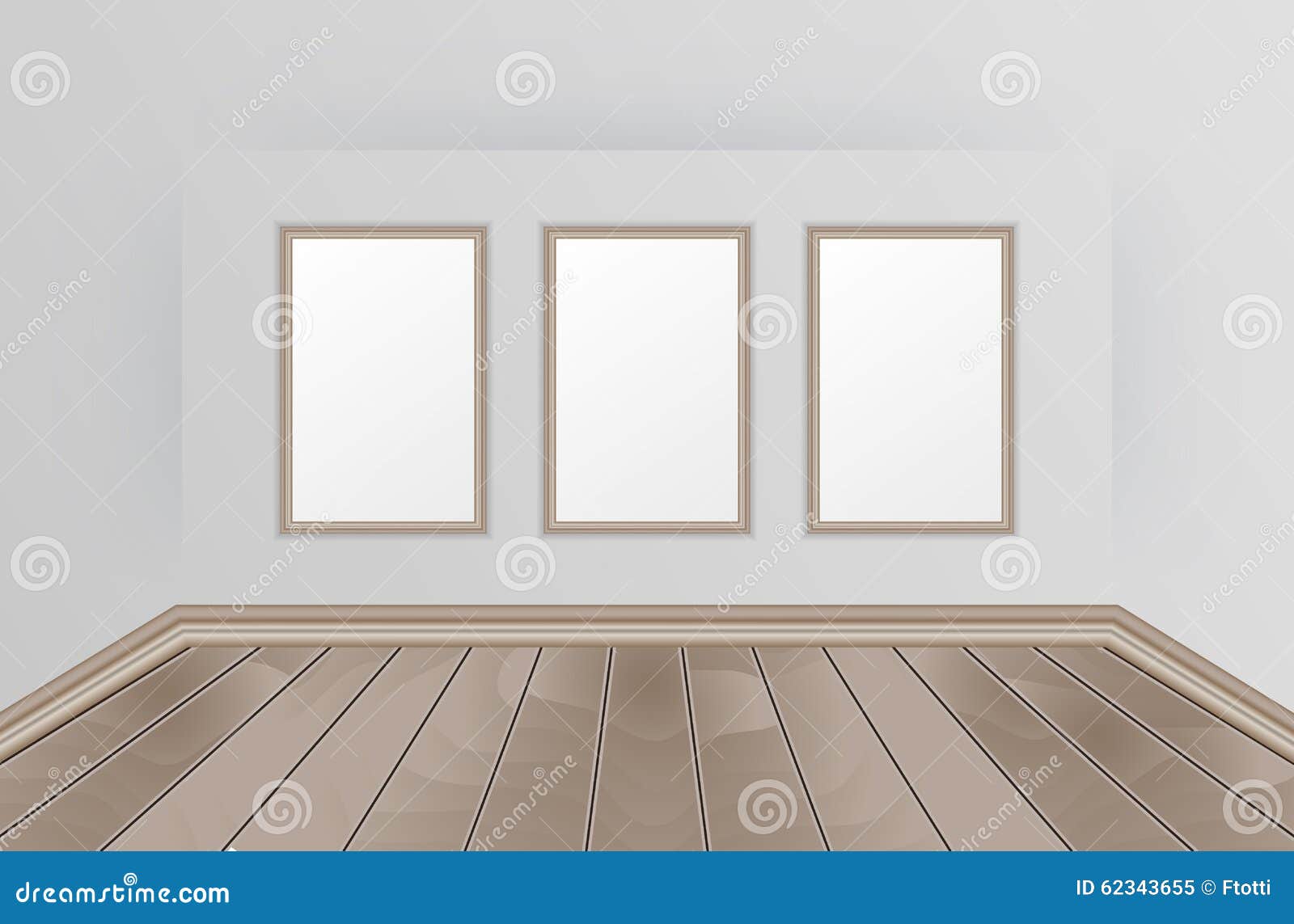 Empty Interior with Wooden Floor and Images for Your Slogan or Text ...