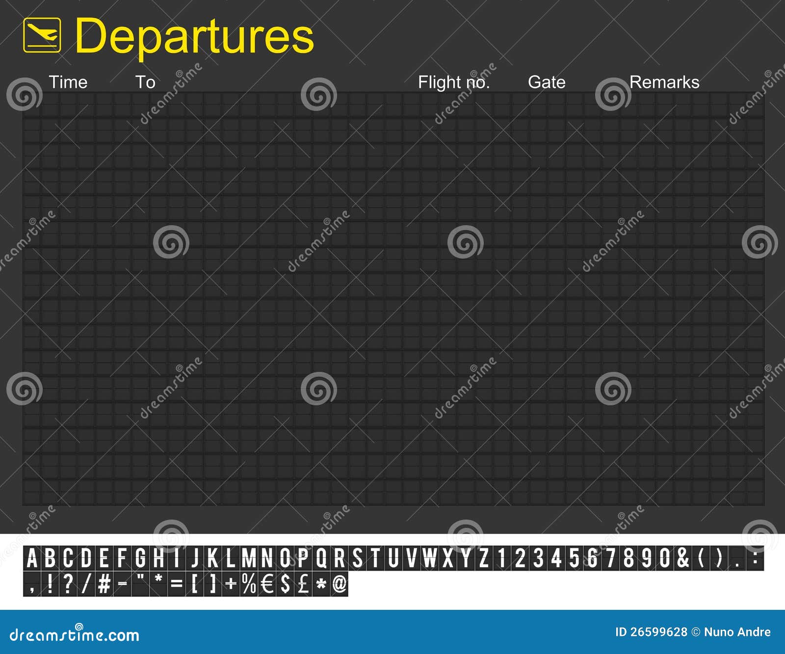 Empty International Airport Departures Board Stock Illustration ...