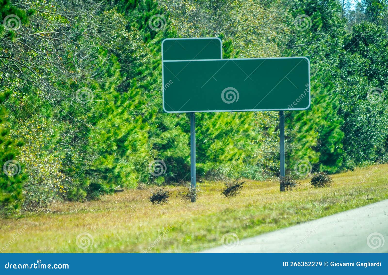 Empty Interstate Road Sign on the Left Side of the Road Stock Image ...