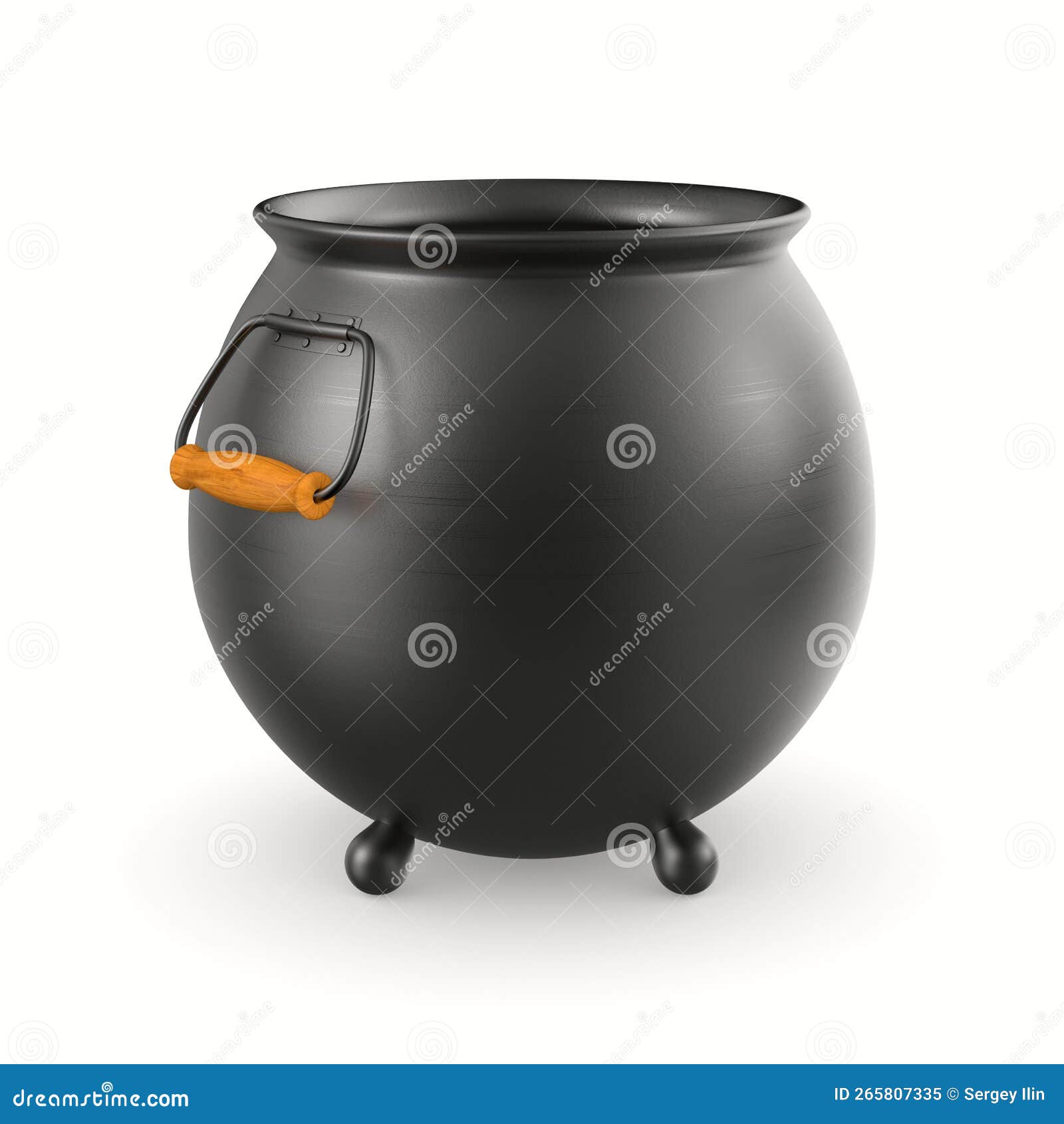 Empty Iron Cauldron on White Background. Isolated 3D Illustration Stock ...