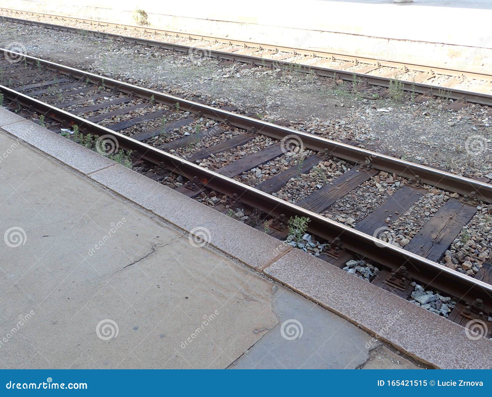 Empty iron rail for train stock image. Image of platform - 165421515