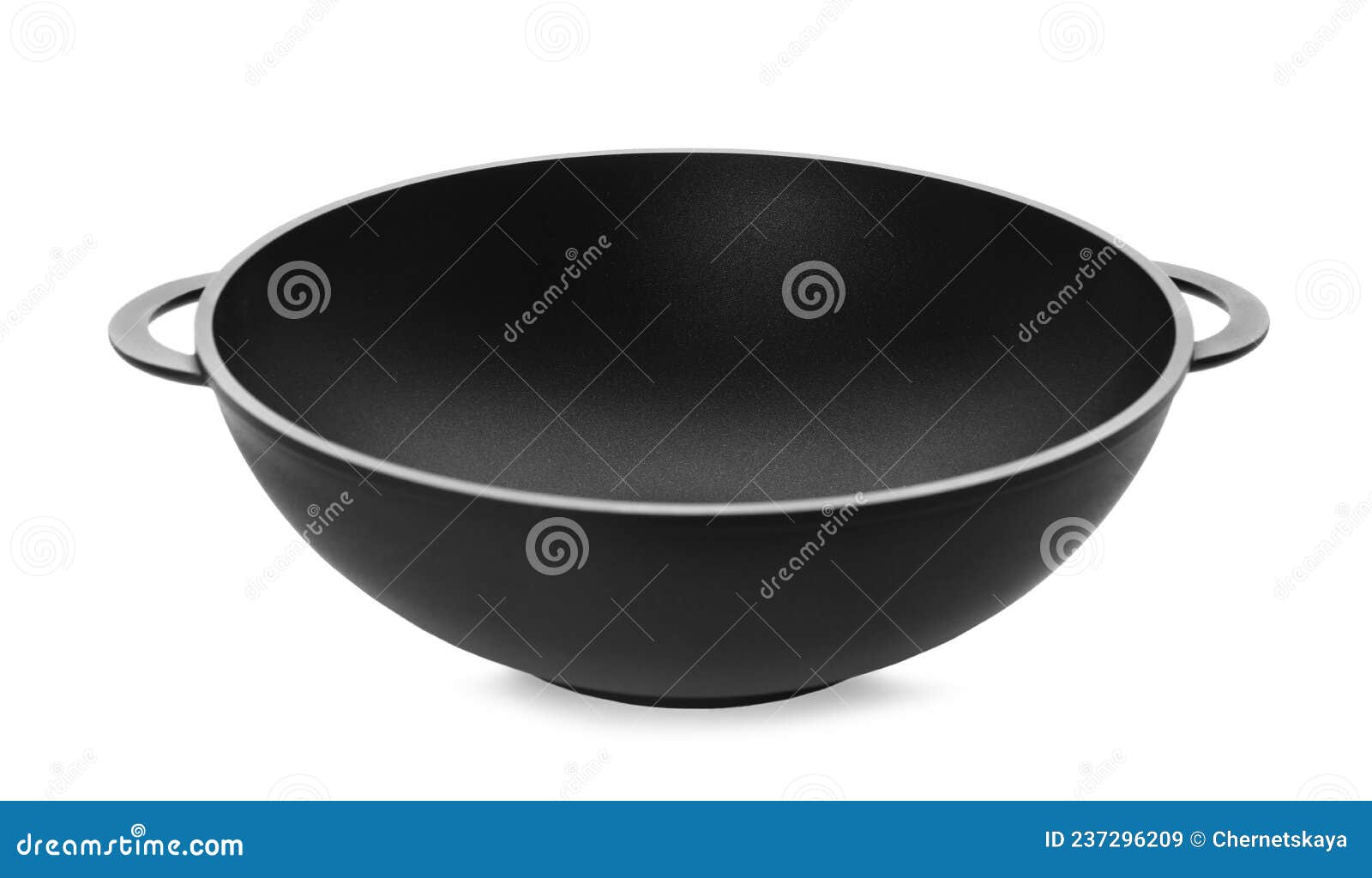 Empty Iron Wok Isolated on White. Chinese Cookware Stock Image - Image ...