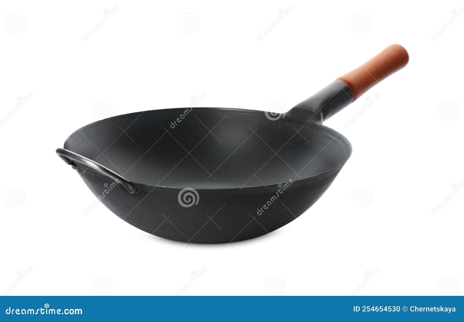 Empty Iron Wok Isolated on White. Chinese Cookware Stock Photo - Image ...