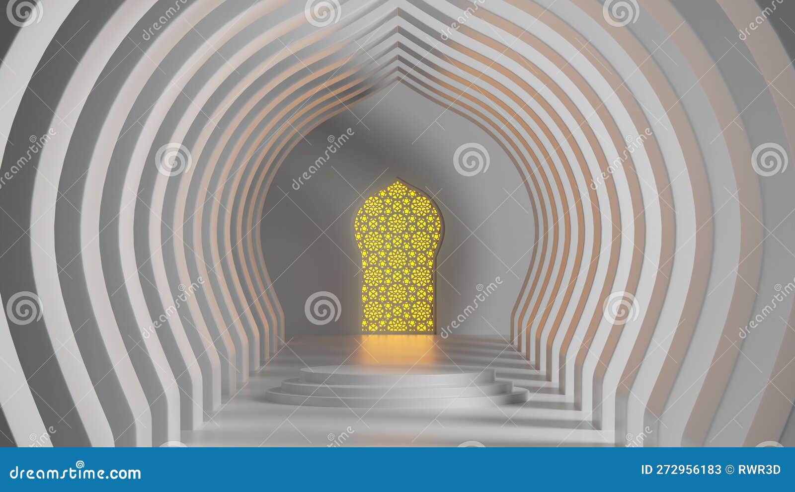 Empty Islamic Building Corridor. 3d Render Stock Illustration ...