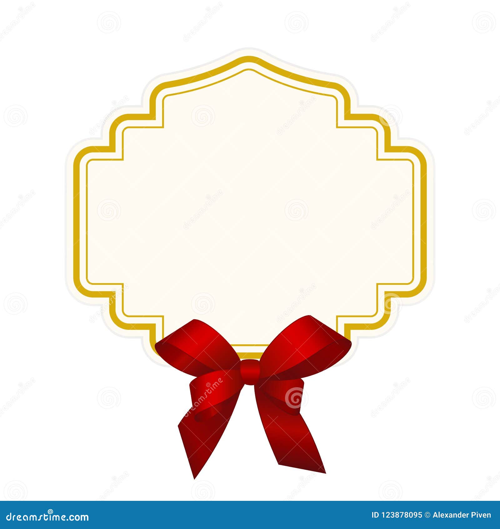 Empty Isolated Banner with a Red Bow on a White Background. Realistic ...