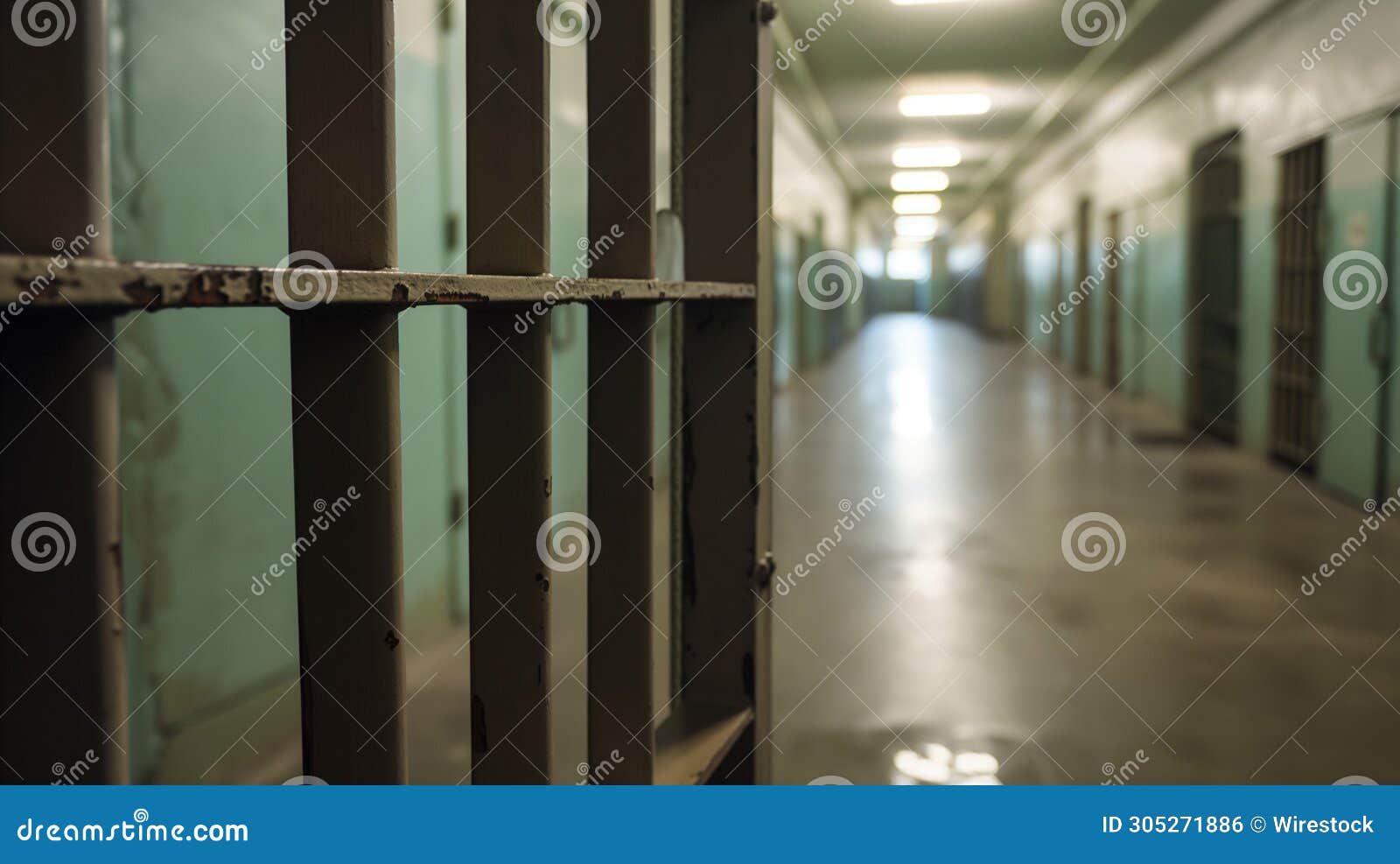 Empty Jail Cell with an Open Door, AI-generated. Stock Photo - Image of ...