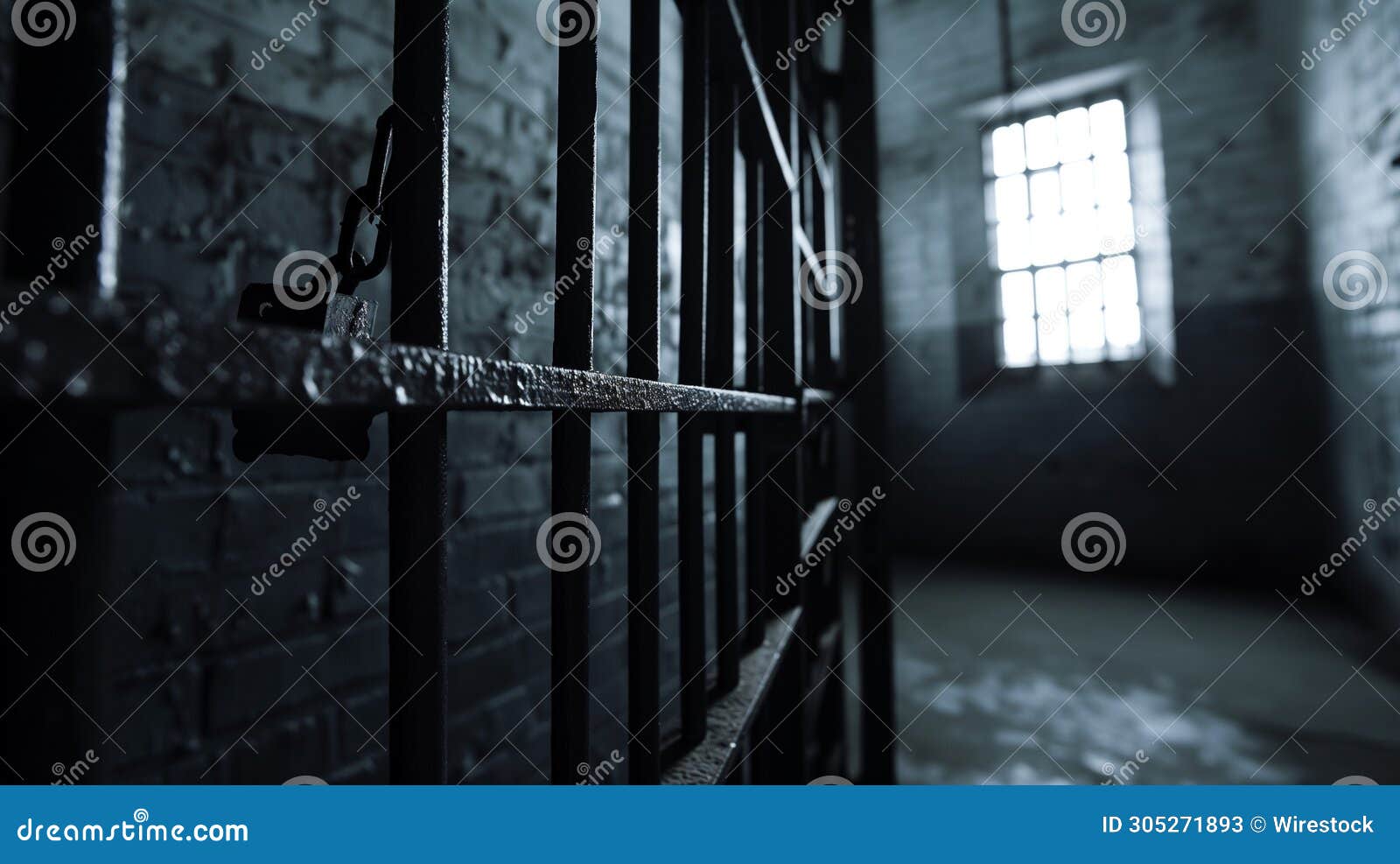 Empty Jail Cell with an Open Door, AI-generated. Stock Illustration ...