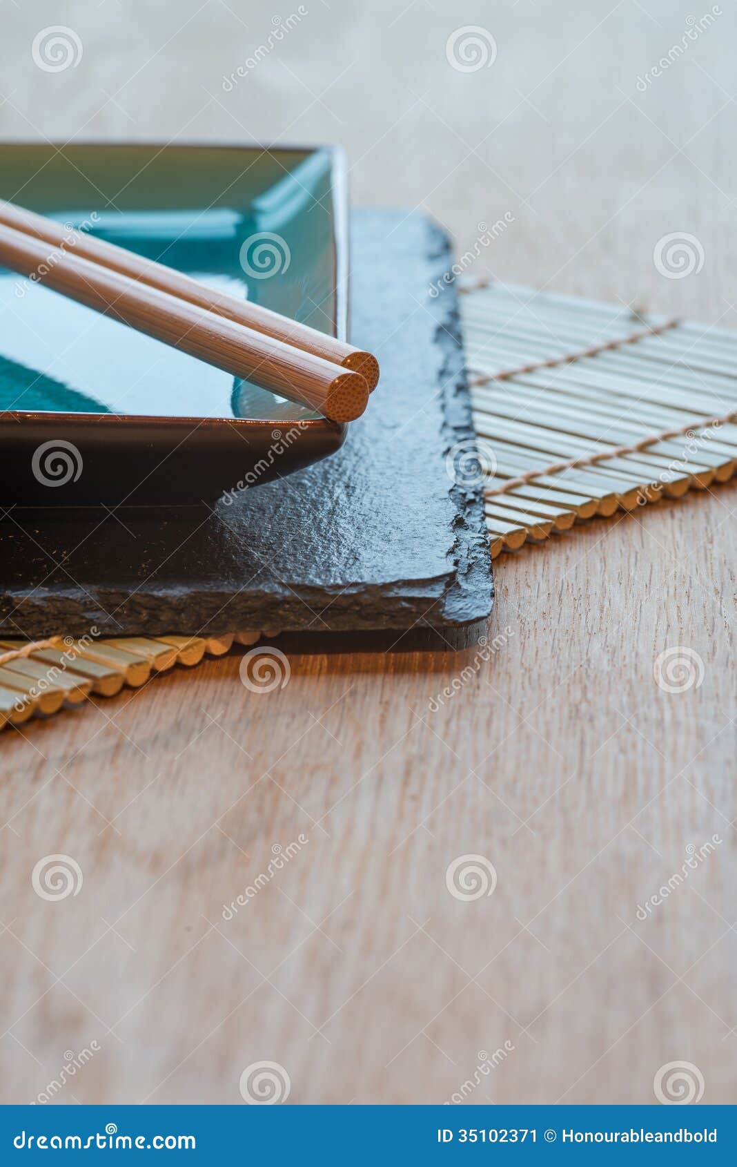 Empty Japanese Sushi Serving Platter with Chopsticks Stock Image ...