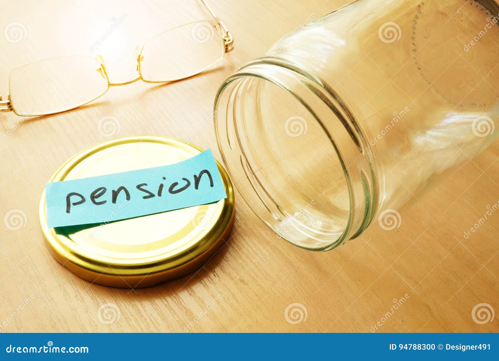 Empty Jar with Label Pension. Stock Photo - Image of budget, empty ...