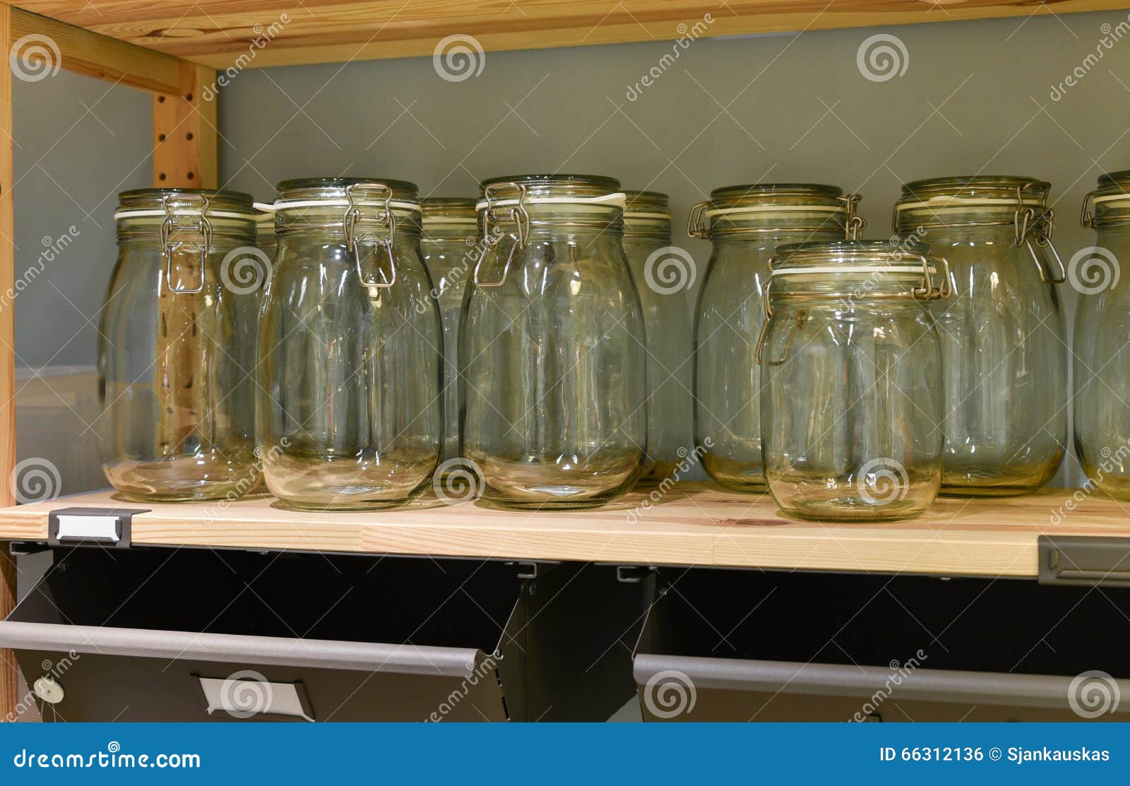 Empty jars storage stock photo. Image of retail, display - 66312136