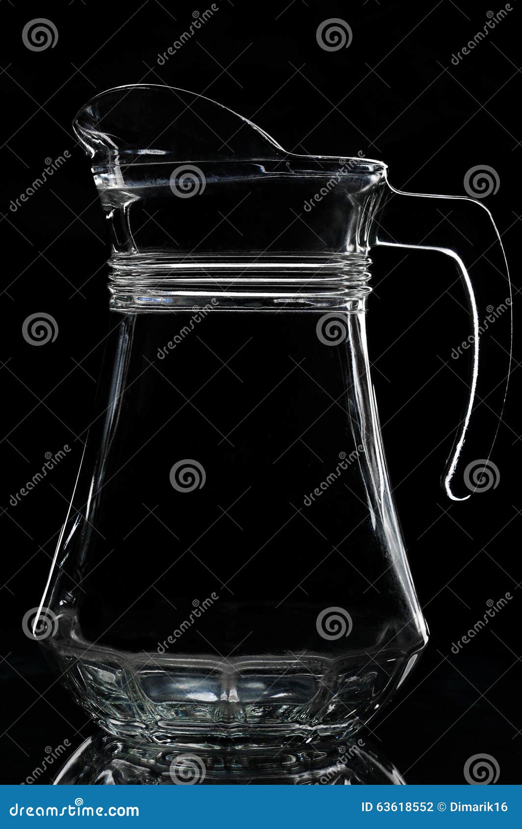 Empty Jug on Black Background Stock Photo - Image of glass, reflection ...