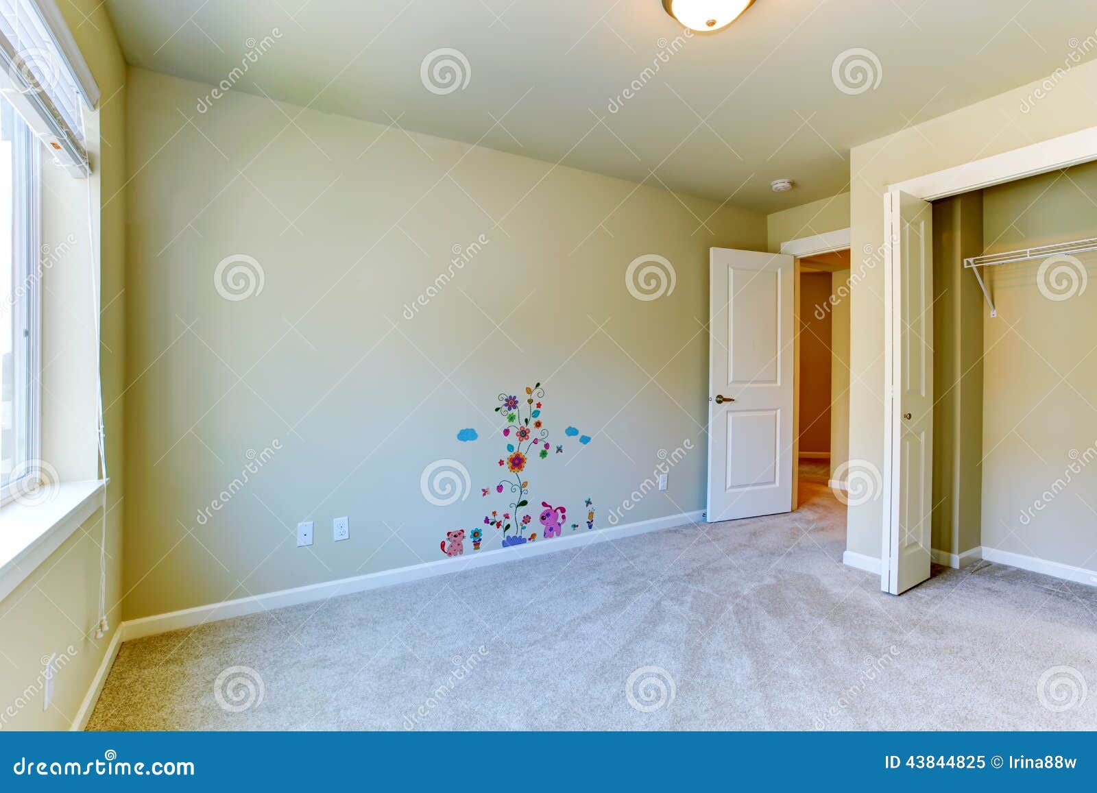 Empty Kids Room with Painted Wall Stock Image - Image of home, painted ...