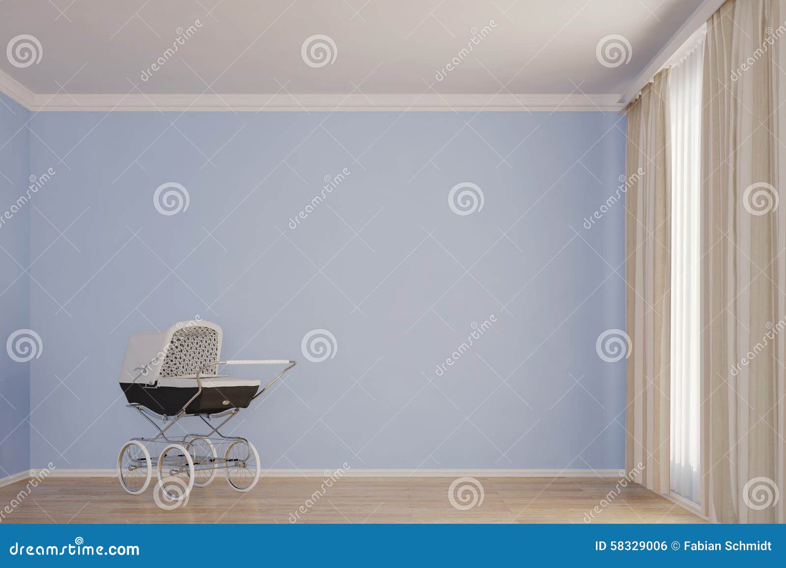 Empty Kids Room with Stroller Stock Illustration - Illustration of ...