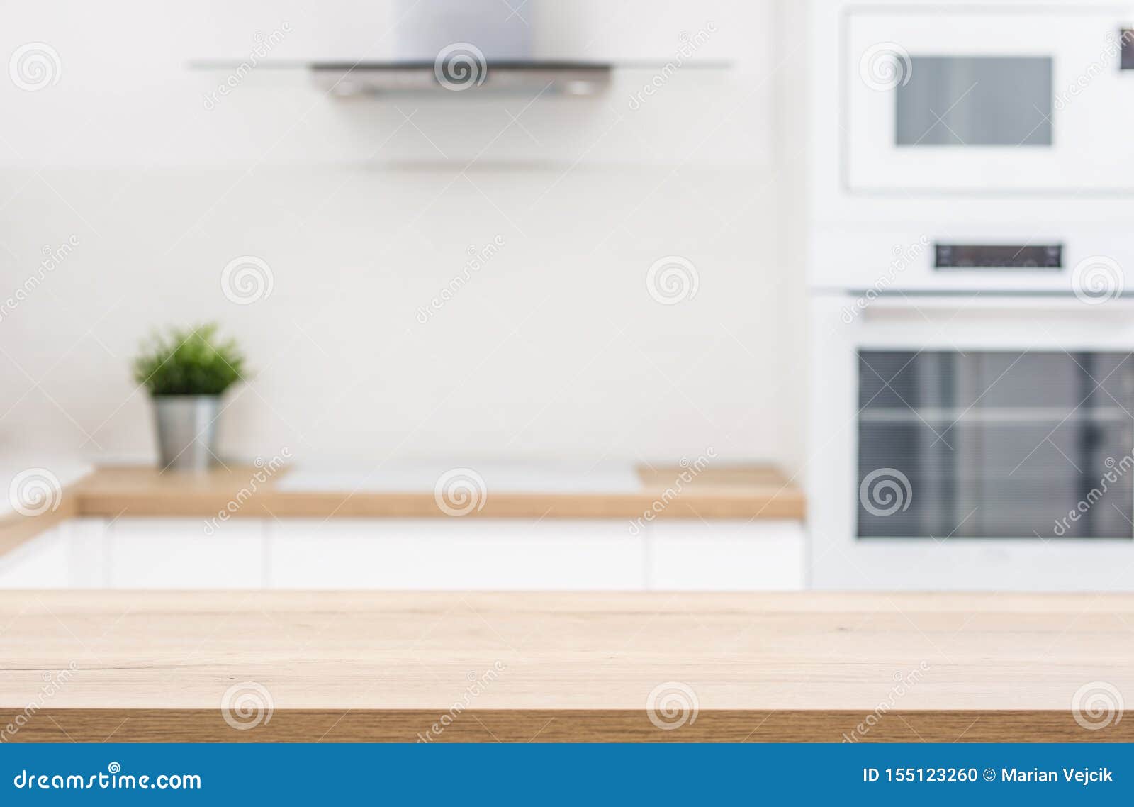 Empty Kitchen Desk an Modern Interior in the Background Stock Photo ...