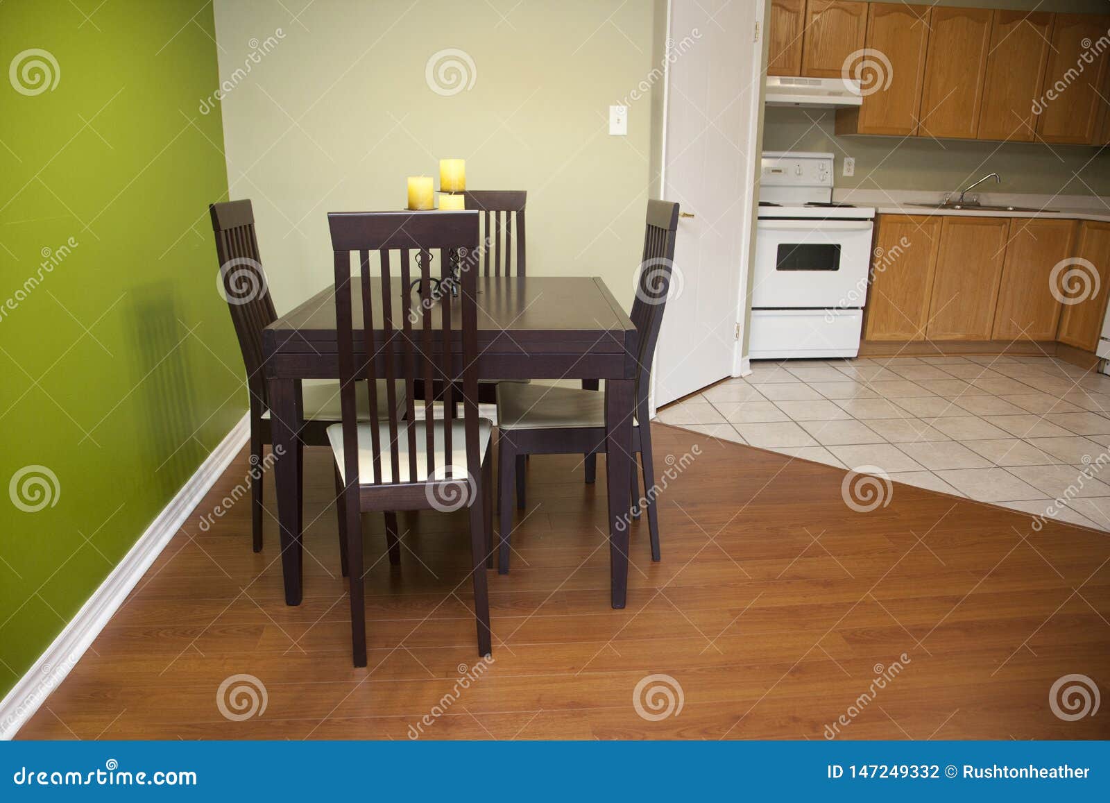 Empty kitchen at home stock photo. Image of apartment - 147249332