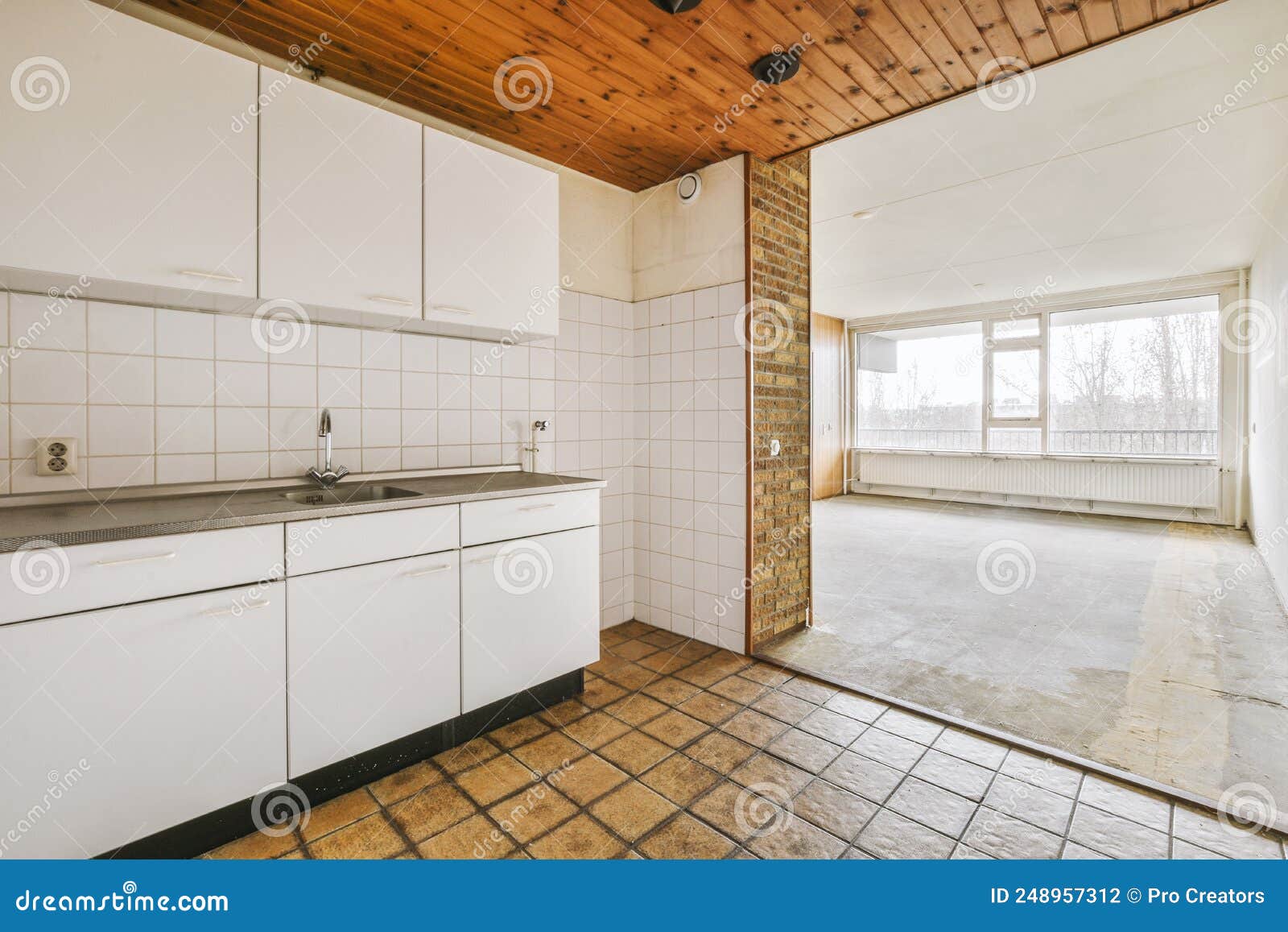 Empty Kitchen Room with Simple Stock Photo - Image of comfortable ...