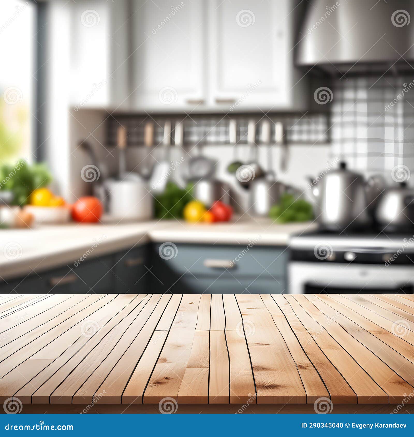 Empty Kitchen Table and Blurred Kitchen Background Stock Illustration ... Empty Kitchen Table and Blurred Kitchen Background Stock Illustration ...