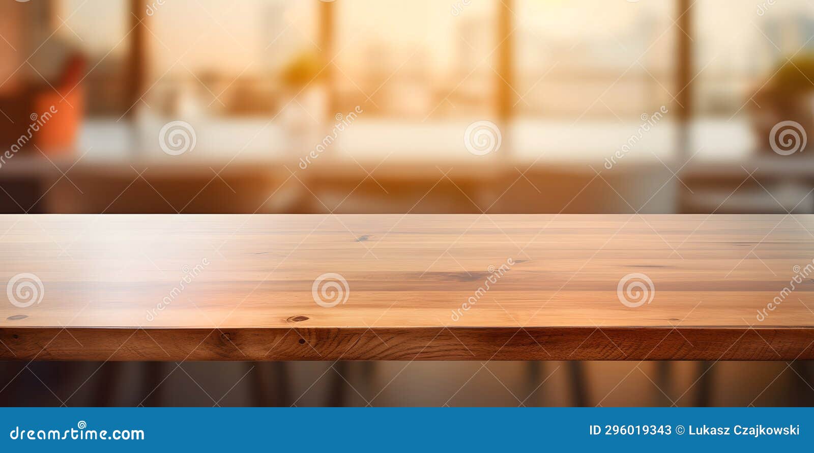 Empty Kitchen Table Mock-up in Early Morning with a Light Blurred ...