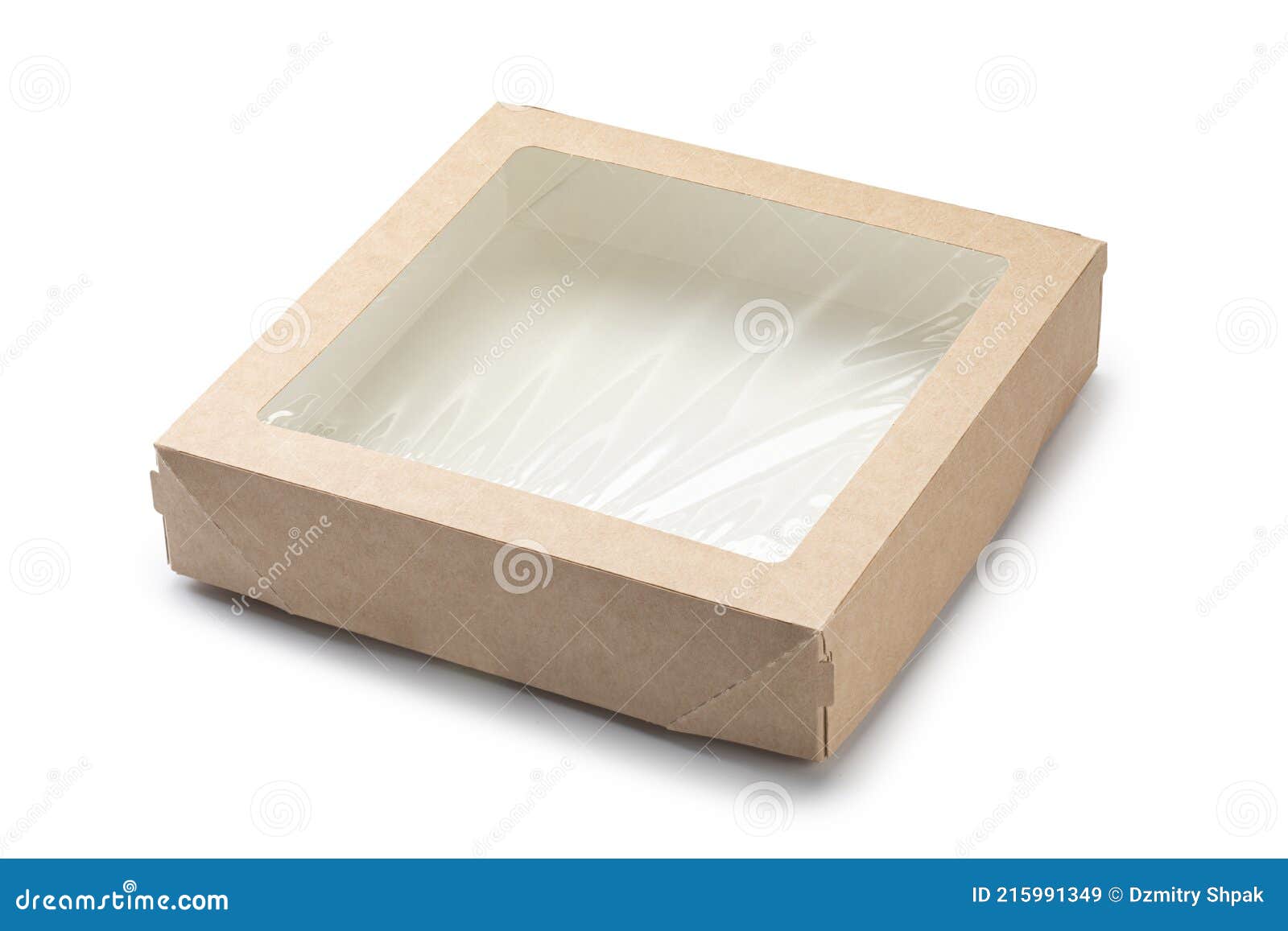 Empty Kraft Cardboard Box with Transparent Window Isolated on White ...