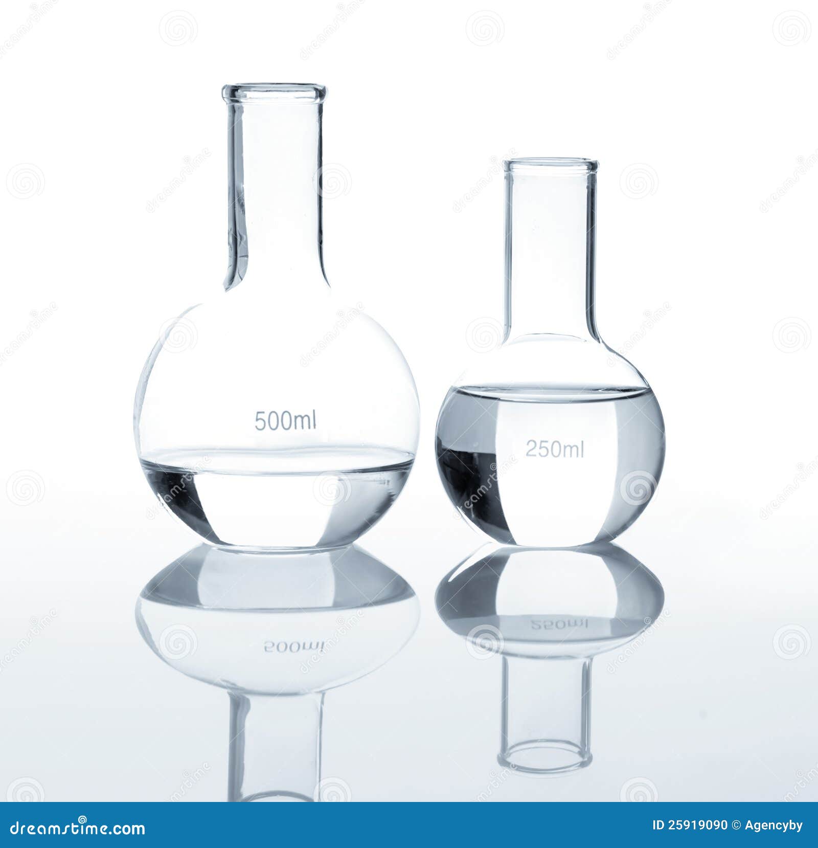 Empty Laboratory Flasks with a Clear Liquid Stock Photo - Image of ...