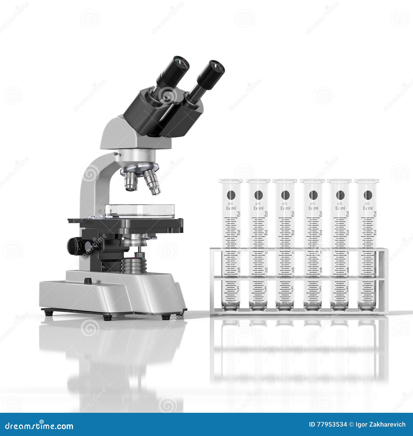 Empty Laboratory Glassware Whith Laboratory Microscope on White ...