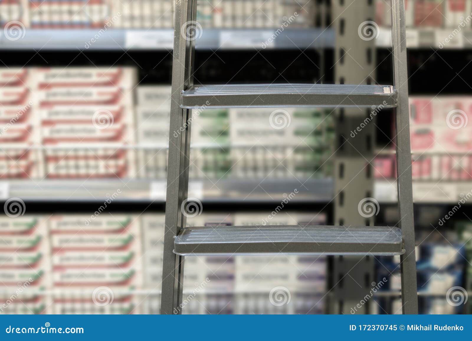 Empty Ladder In Warehouse, Logistics In The Factory Storage Stock ...