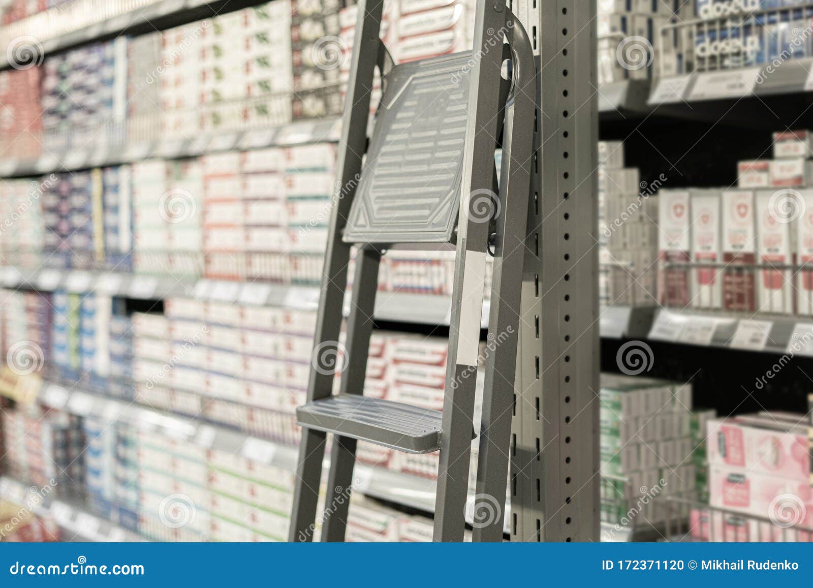 Empty Ladder In Warehouse, Logistics In The Factory Storage Stock Photo ...