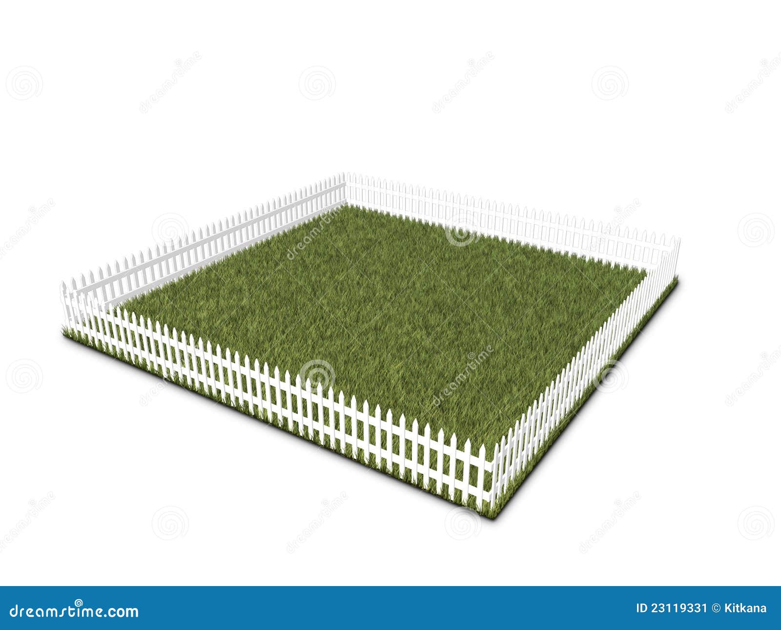 Empty Land with Picket Fence Stock Illustration - Illustration of white ...