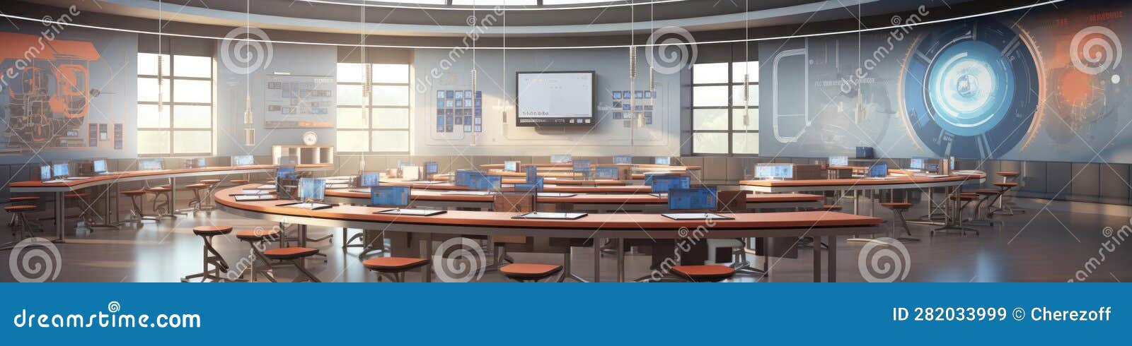 The Classroom of the Future, Empty Stock Illustration - Illustration of ...