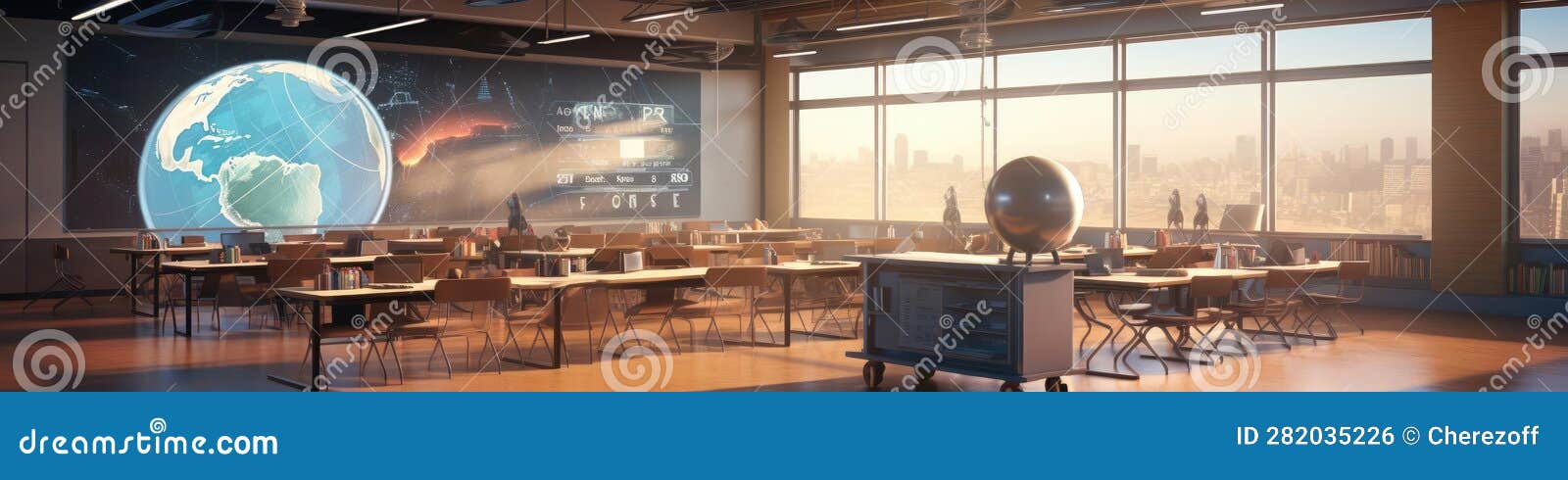 The Classroom of the Future, Empty Stock Illustration - Illustration of ...