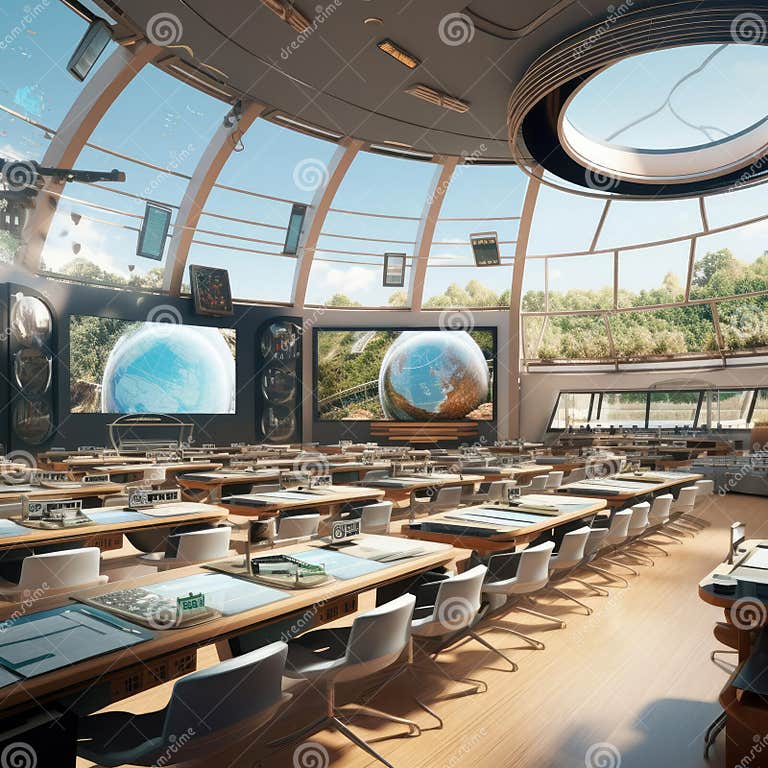 The Classroom of the Future, Empty Stock Illustration - Illustration of ...