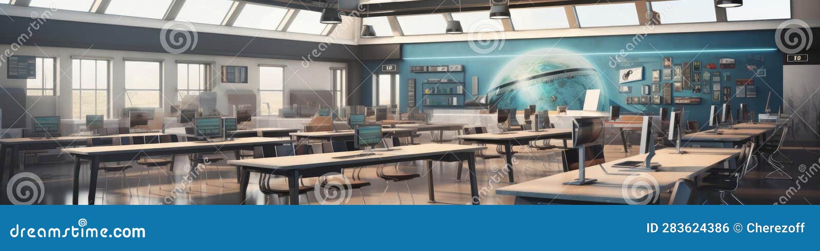 The Classroom of the Future, Empty Stock Illustration - Illustration of ...