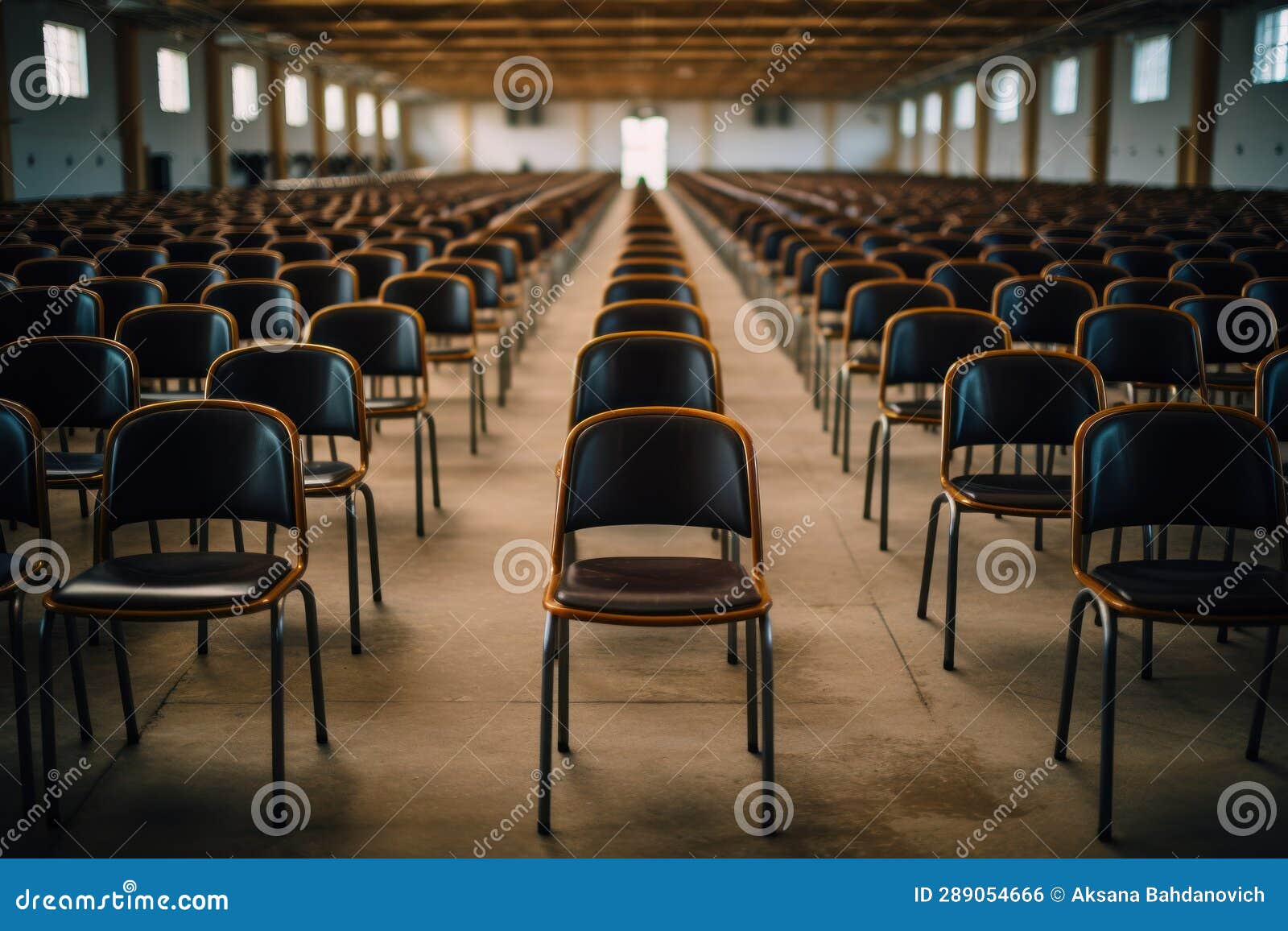 An Empty Large Concert Hall with Black Chairs Stock Illustration ...