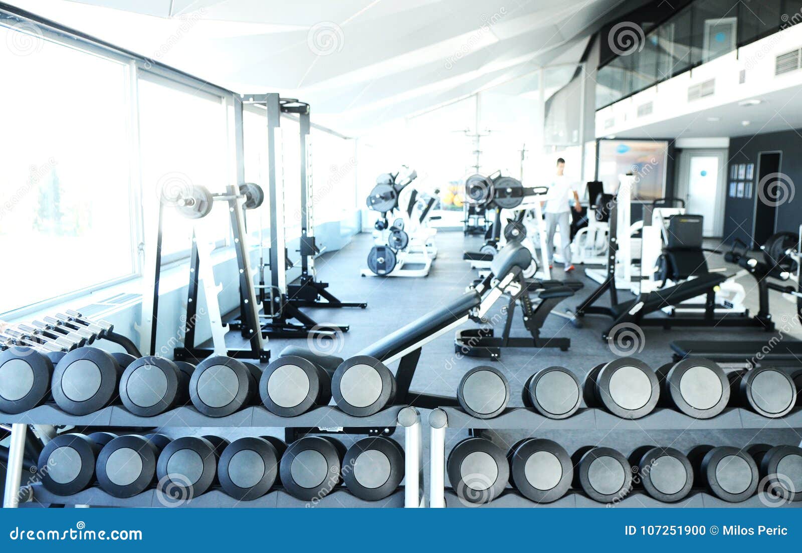 Empty large gym stock photo. Image of gymnasium, heavy - 107251900
