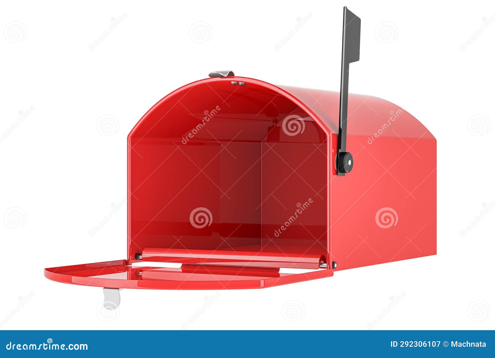 Empty Large Mailbox, Red Color. 3D Rendering Stock Illustration ...
