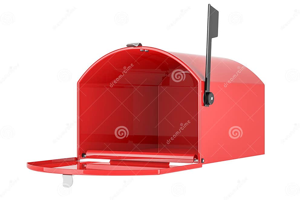 Empty Large Mailbox, Red Color. 3D Rendering Stock Illustration ...