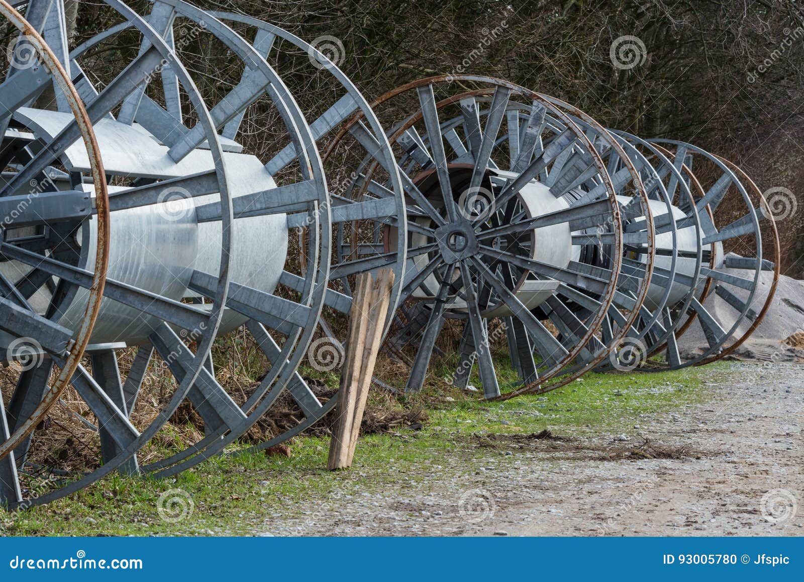 Empty Large Metal Cable Rolls Stock Photo - Image of glass, broadband ...