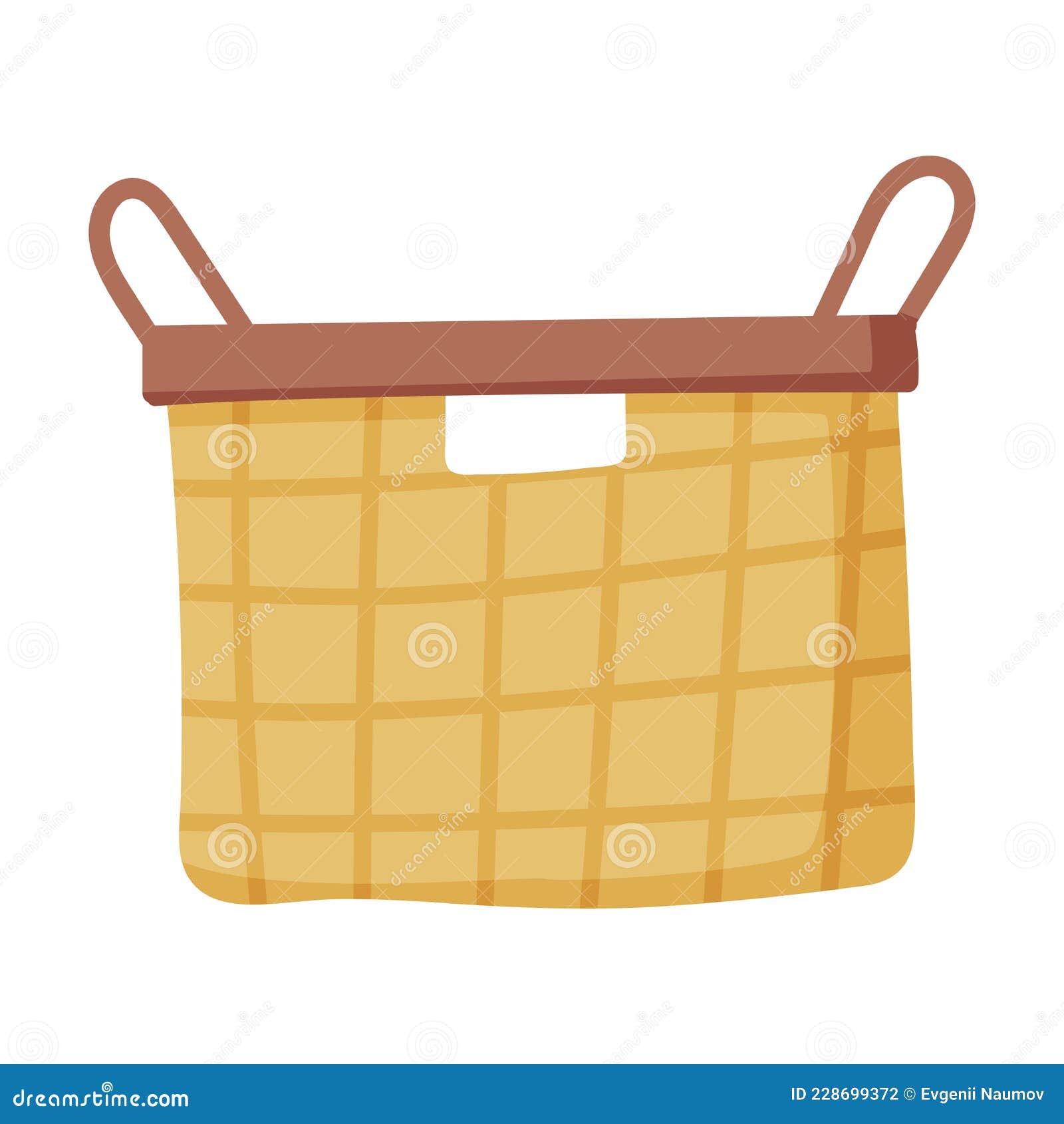 Empty Laundry Basket or Hamper with Side Handle Vector Illustration ...