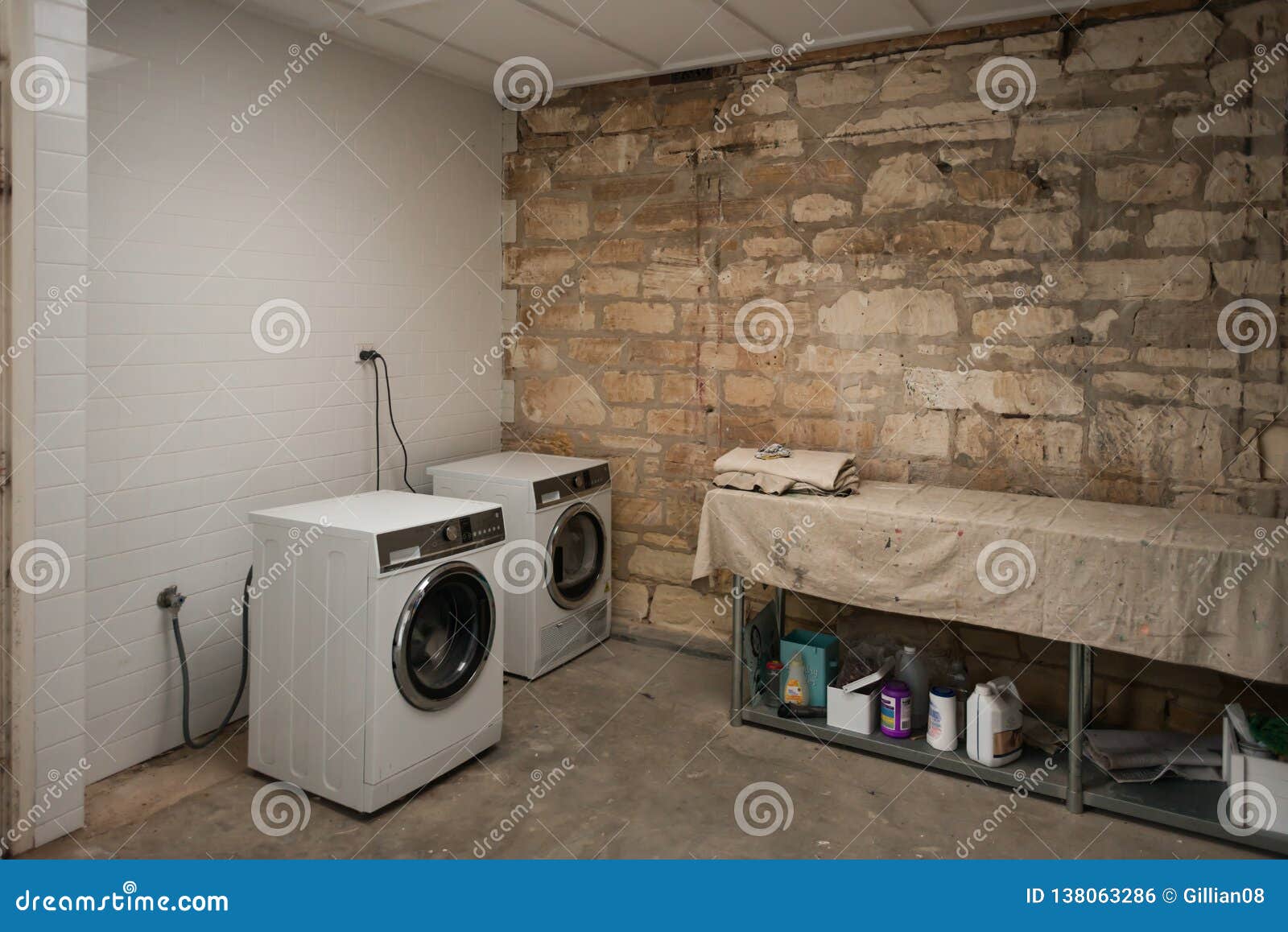 Empty Laundry Room Half Renovated Stock Photo - Image of dryer ...