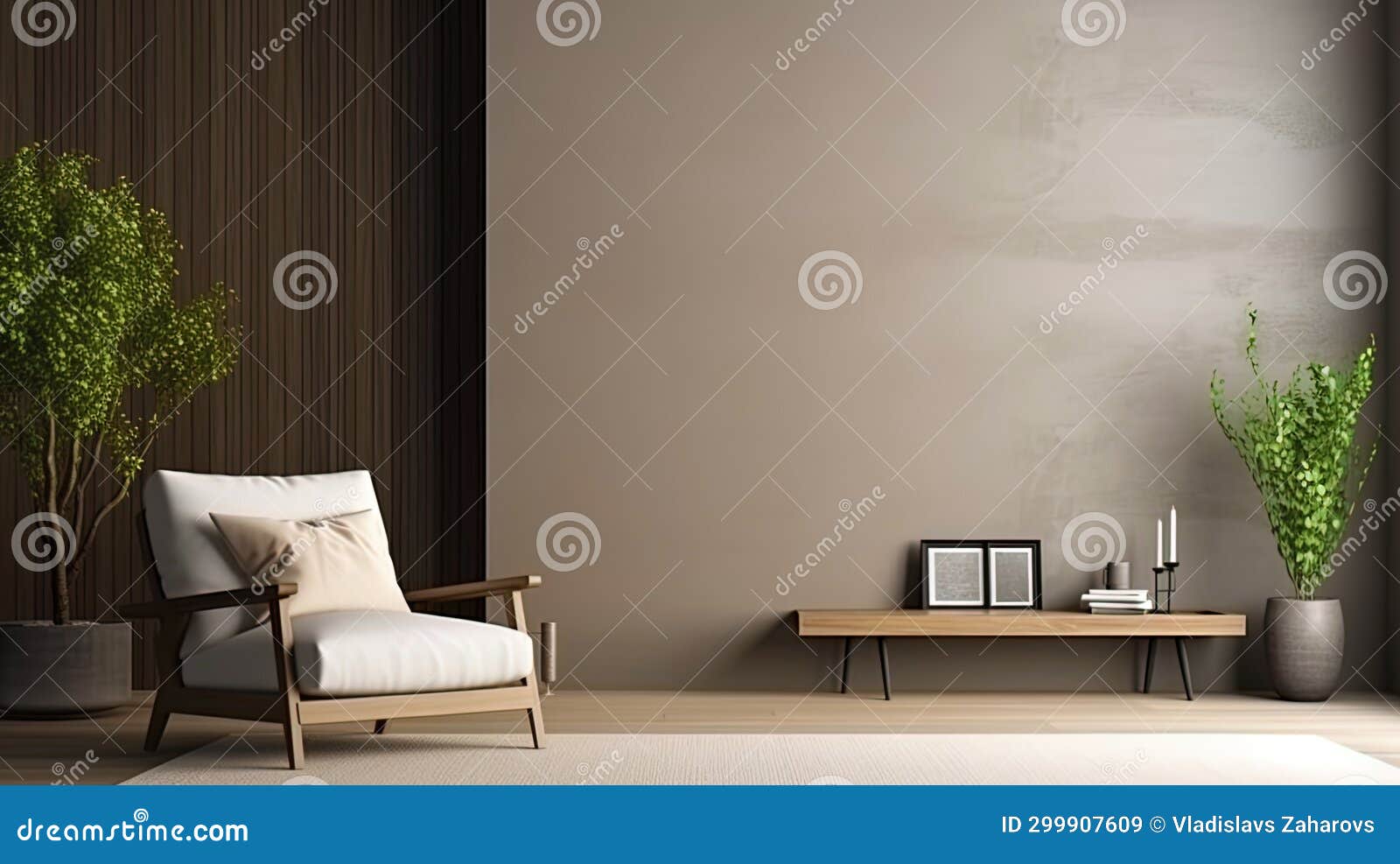 An Empty Layout of a Wall Panel in the Living Room for Artwork Stock ...