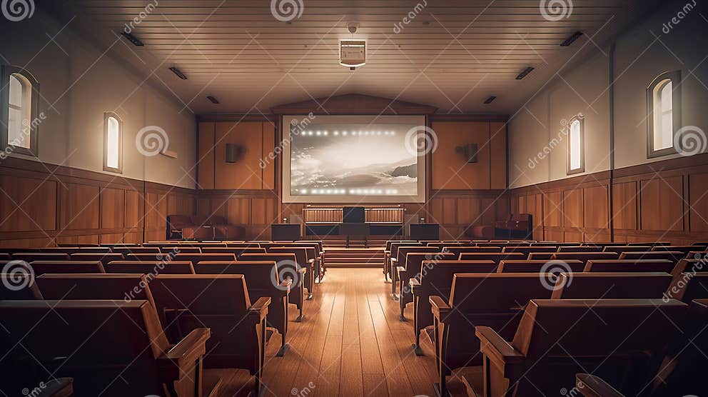 An Empty Lecture Hall with a Projector Screen. Generative AI Image ...