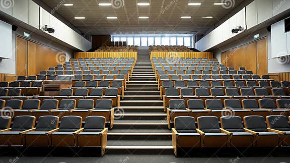 Empty Lecture Hall with Rows of Seats Stock Illustration - Illustration ...