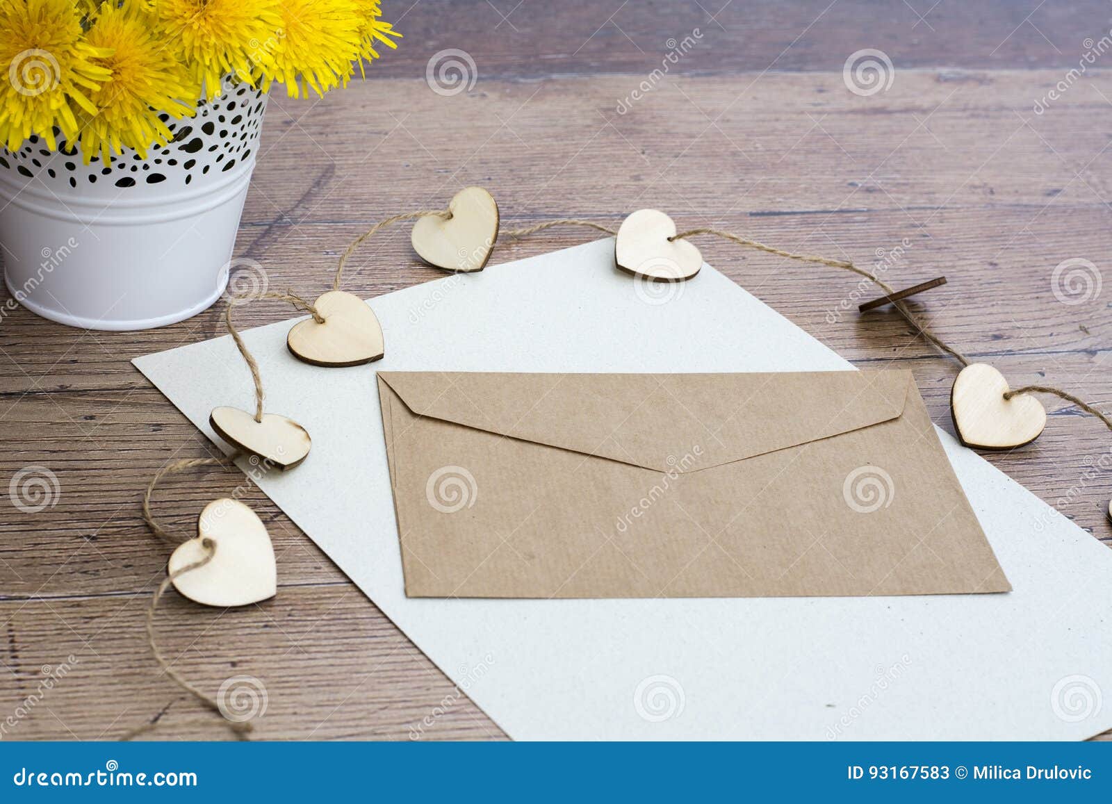 Empty Letter And Pencil. Brown Vintage Background Stock Photography ...