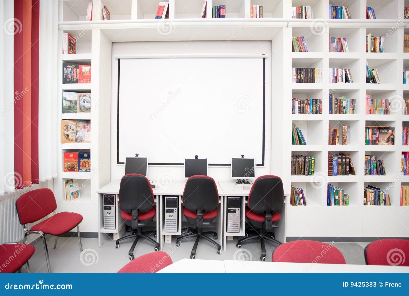 Empty Library, Computers and Books Stock Image - Image of knowledge ...