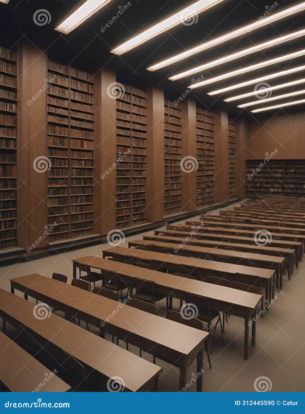 An Empty Library, a Library Seats, Classic Style Stock Illustration ...