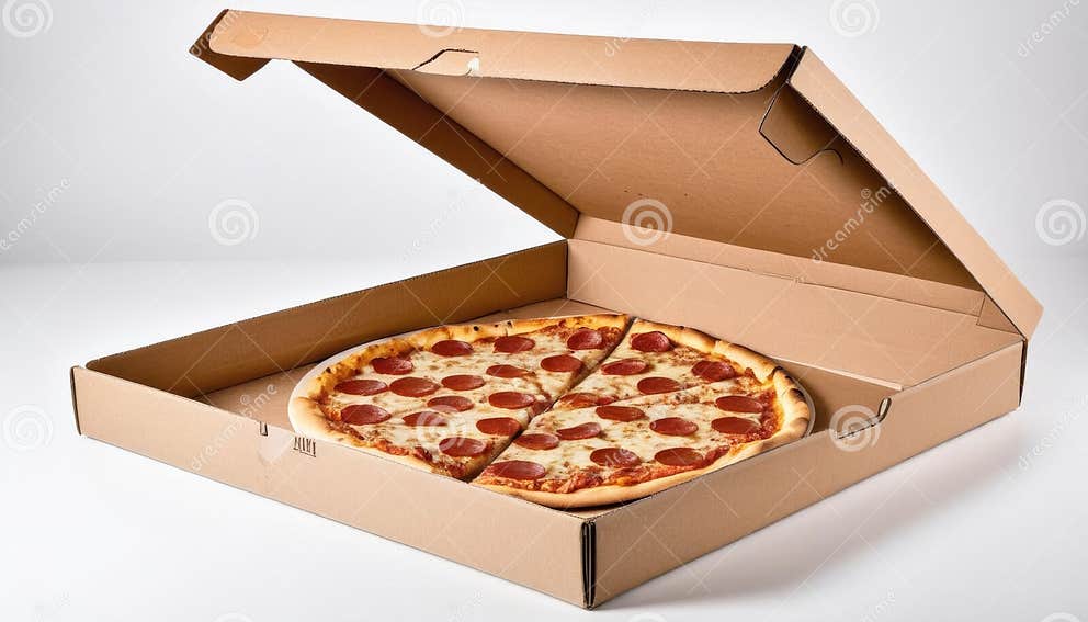 Empty Lid Pizza Box Package Box Open White Olated Olated Open Brown ...