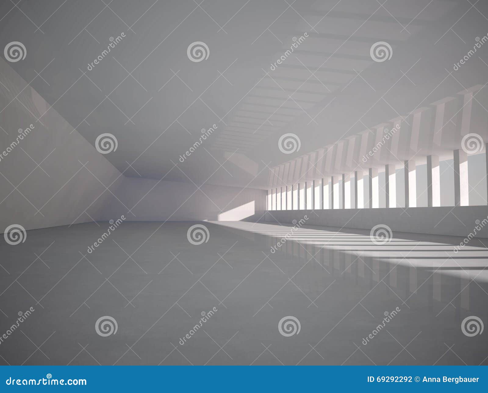 Empty Light Big Hall 3D Rendering Stock Illustration - Illustration of ...
