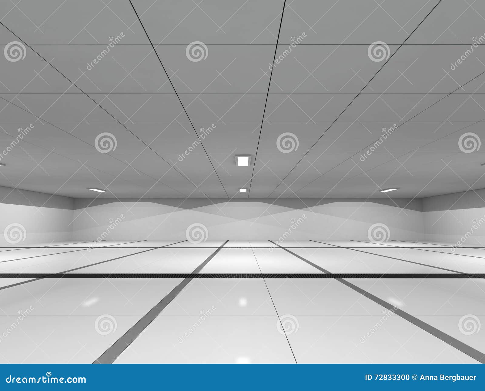 Empty Light Big Hall 3D Rendering Stock Photo - Image of gray, floor ...