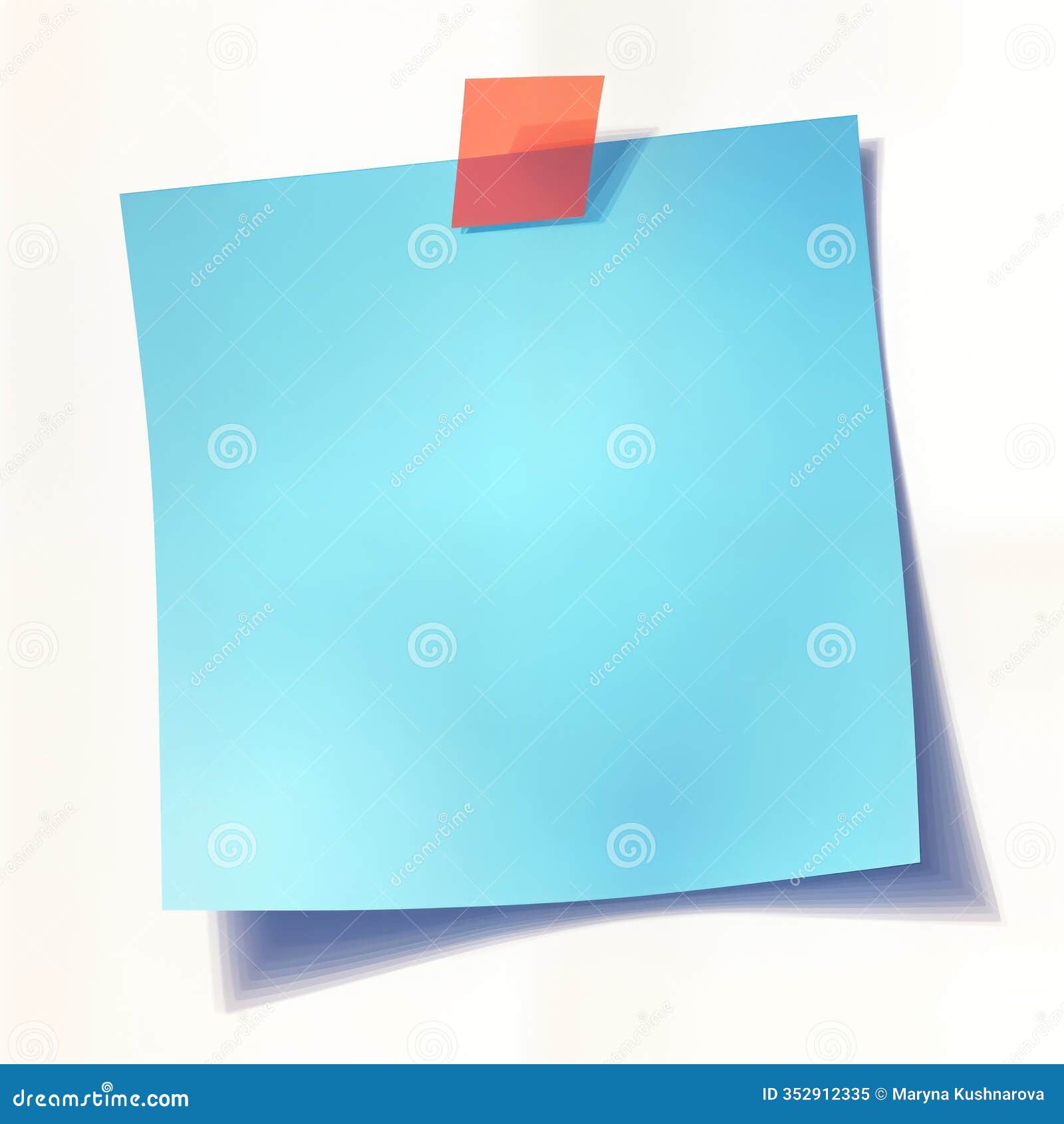 Empty Light Blue Post-it Note with Red Adhesive Tape. Simple Office ...