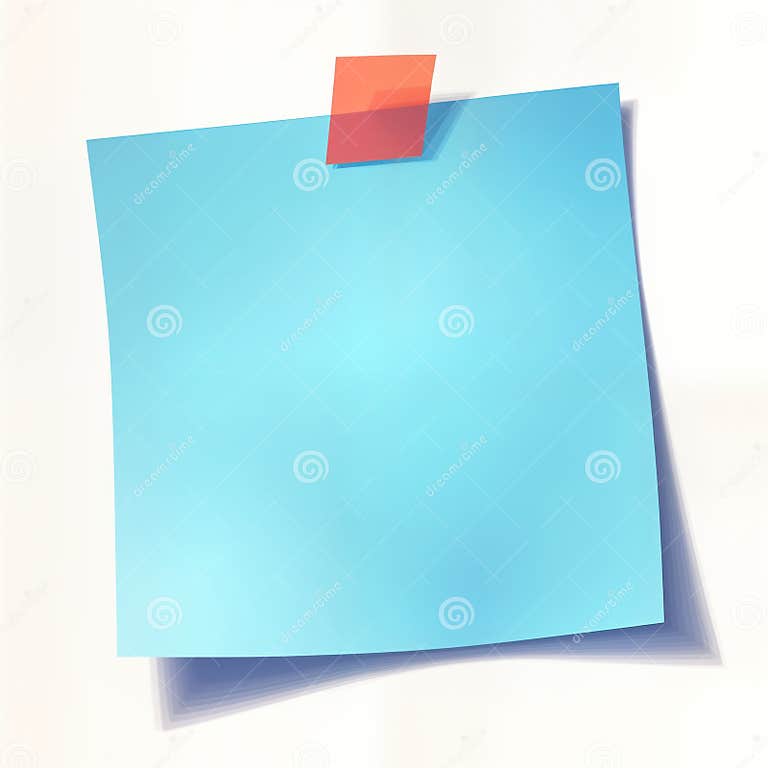 Empty Light Blue Post-it Note with Red Adhesive Tape. Simple Office ...
